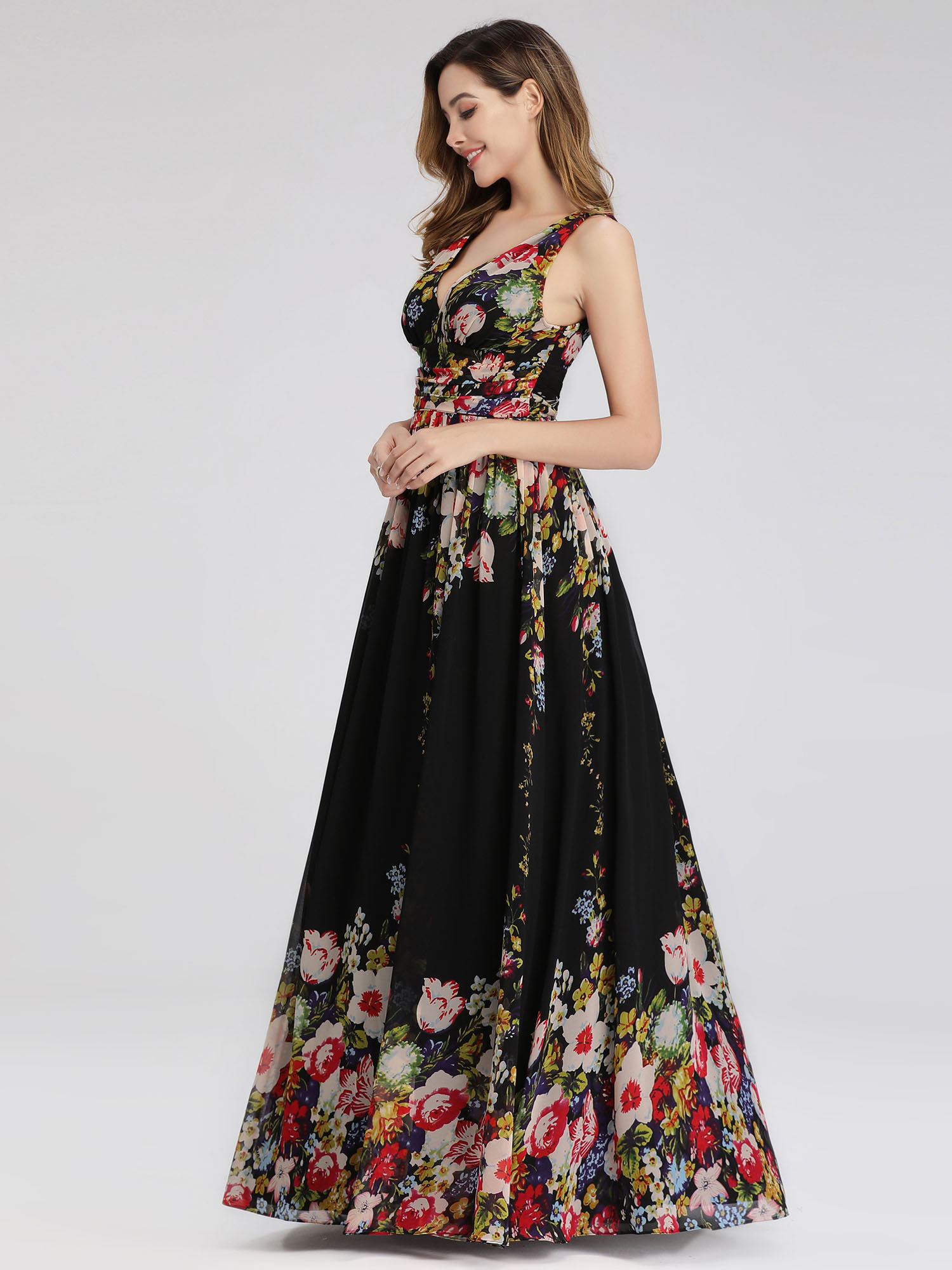 Ever Pretty Plus Size Long V Neck Evening Formal Gowns Bridesmaid